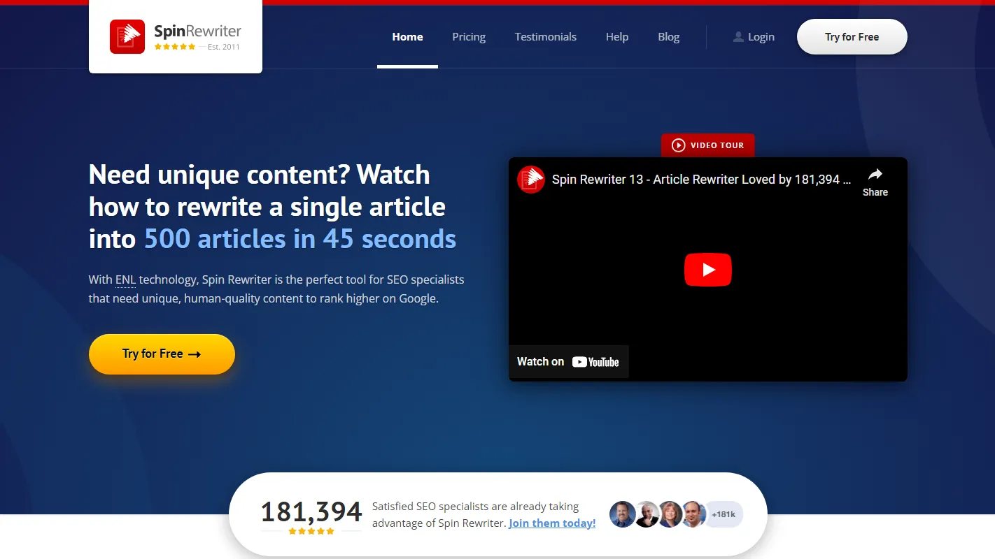 SpinRewriter Overview 2025 | Pricing And Best Features